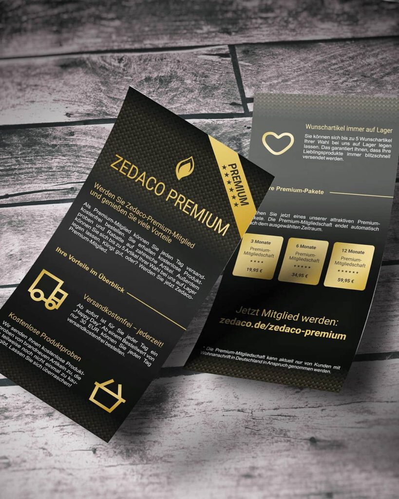 Zedaco Premium-Flyer – suentelweb – grafik | print | web | seo | werbung